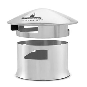 SMOKEWARE Stainless Steel Vented Chimney Cap – Compatible with Kamado Joe Classic and Big Joe Grills, Daisy Wheel Replacement Accessory