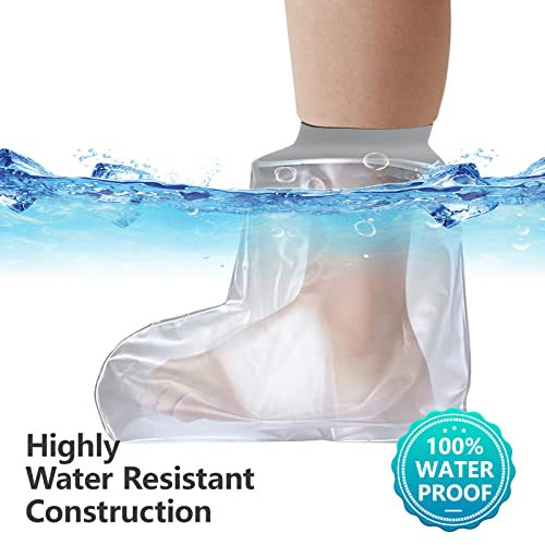 Divvsck Foot & Ankle Cast Cover for Shower,Waterproof Shower Protector for Adult,Watertight Cast Bag Covers- Perfect Fit for Foot Ankle and No Mark on Skin(Size:L)