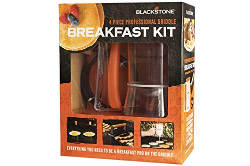 Blackstone 1543 Griddle Breakfast Kit 4 Piece Set Include Batter Dispenser, Bacon Press, Two Egg/Pancake Rings with Handle-Best Indoor-Outdoor Cooking Accessory, Multiple