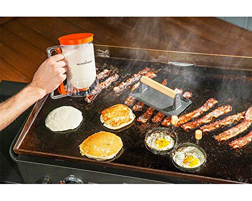 Blackstone 1543 Griddle Breakfast Kit 4 Piece Set Include Batter Dispenser, Bacon Press, Two Egg/Pancake Rings with Handle-Best Indoor-Outdoor Cooking Accessory, Multiple