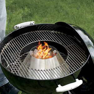 only fire Stainless Steel Charcoal Briquet Holder BBQ Whirlpool for Weber Kettle, WSM Smoker, Big Green Egg Grills