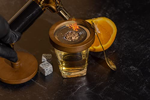 Fiammata Whiskey Smoker Kit With Torch, Smoke Infuser For Cocktails, Cocktail & Bourbon Smoker Kit, Old Fashion Cocktail Kit, Whiskey Drink Smoker & Cocktail Gift Set