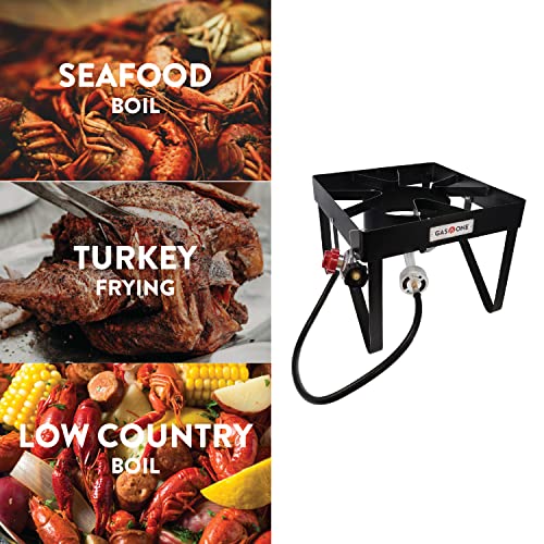 Gas One Turkey Fryer Propane Burner Complete Kit - Turkey Fry & Boil - With High Pressure Propane Regulator and Hose