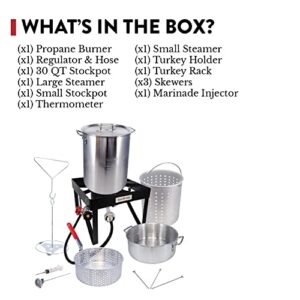 Gas One Turkey Fryer Propane Burner Complete Kit - Turkey Fry & Boil - With High Pressure Propane Regulator and Hose