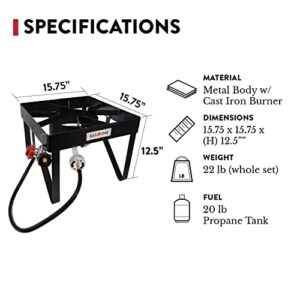 Gas One Turkey Fryer Propane Burner Complete Kit - Turkey Fry & Boil - With High Pressure Propane Regulator and Hose