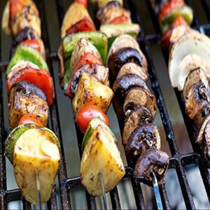 Acroyan 12 Pack Kebab Skewers 16.5 Inch Grill Skewers Stainless Steel BBQ Barbecue Sticks Flat Skewer Heavy Duty Large Wide Reusable with Nonslip Wooden Handle for Kabob Shrimp Chicken Beef Vegetable