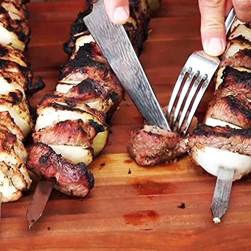 Acroyan 12 Pack Kebab Skewers 16.5 Inch Grill Skewers Stainless Steel BBQ Barbecue Sticks Flat Skewer Heavy Duty Large Wide Reusable with Nonslip Wooden Handle for Kabob Shrimp Chicken Beef Vegetable