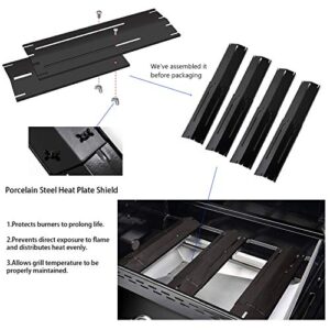 DcYourHome Universal Adjustable Porcelain Steel Heat Plate Shield, Grill Replacement Parts, Heat Tent, Burner Cover,Flavorizer Bar Flame Tamer for Gas Grill, Extends from 11.75" up to 21" L （5 Pack）