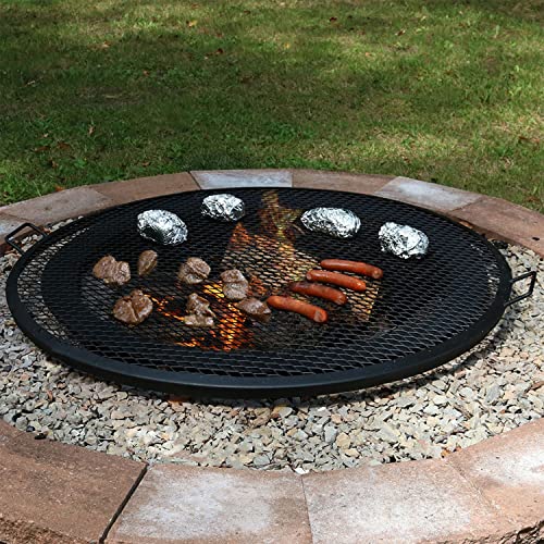 Sunnydaze Decor Fire Pit Cooking Grill, X-Marks BBQ Grate,Black,40 Inch