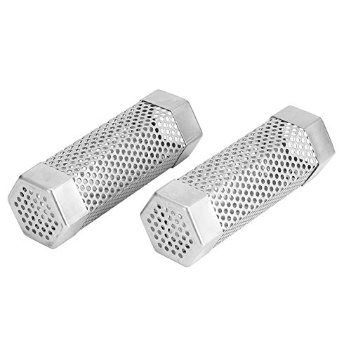 Premium Pellet Smoker Tube 2Pcs BBQ Grill Mesh Tube Pellets Smoke Box 6in Stainless Steel Barbecue Accessory for Any Grill or Smoker, Hot or Cold Smoking(2#)