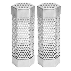 Premium Pellet Smoker Tube 2Pcs BBQ Grill Mesh Tube Pellets Smoke Box 6in Stainless Steel Barbecue Accessory for Any Grill or Smoker, Hot or Cold Smoking(2#)