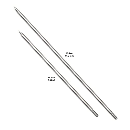 Povame Vertical Skewer Hack with Base - Stainless Steel Brazilian Rack for BBQ Rotisserie Grilling - Complete with Basting Brush