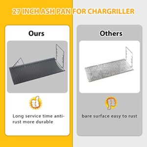 27 inch Charcoal Ash Pan Replacement for Char-Griller 1224 1324 2121 2222 2727 2828 2929, Charbroil 17302056 Grill Grates Replacement with 2pcs Grate Hanger