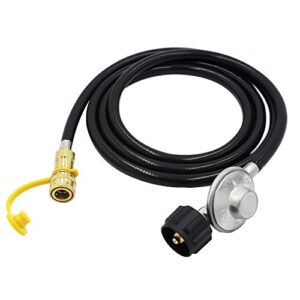 MENSI 12 FT Propane Regulator with Hose with 3/8" Quick Disconnect Adapter for Mr Heater Barbecue Grill, Camper, Buddy Heater