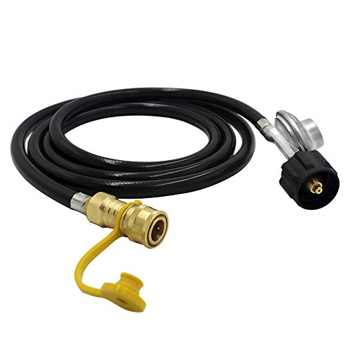 MENSI 12 FT Propane Regulator with Hose with 3/8" Quick Disconnect Adapter for Mr Heater Barbecue Grill, Camper, Buddy Heater