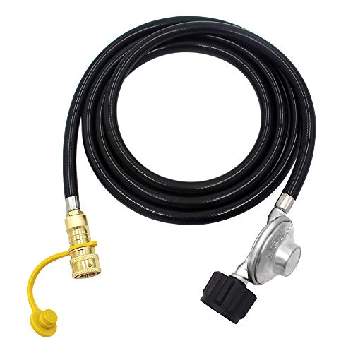 MENSI 12 FT Propane Regulator with Hose with 3/8" Quick Disconnect Adapter for Mr Heater Barbecue Grill, Camper, Buddy Heater