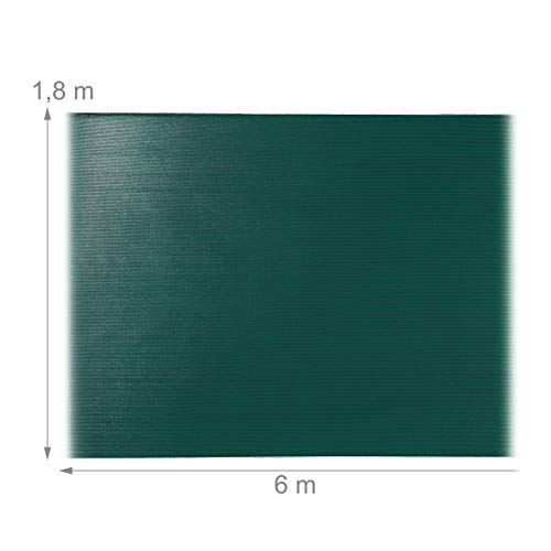 Relaxdays Fence Netting, Privacy Shield for Fences & Railing, HDPE Net, UV-Resistant, Weatherproof, 1.8 x 6 m, Green