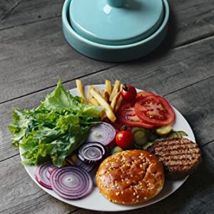 QUXIJA Burger Press 5" Ceramic Hamburger Press Patty Maker, Round Burger Smasher for BBQ, Grill Presses Burger Mold Ring, Griddle Accessories, Turquoise