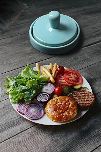 QUXIJA Burger Press 5" Ceramic Hamburger Press Patty Maker, Round Burger Smasher for BBQ, Grill Presses Burger Mold Ring, Griddle Accessories, Turquoise