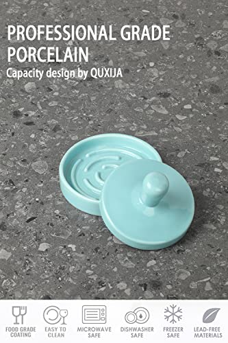 QUXIJA Burger Press 5" Ceramic Hamburger Press Patty Maker, Round Burger Smasher for BBQ, Grill Presses Burger Mold Ring, Griddle Accessories, Turquoise