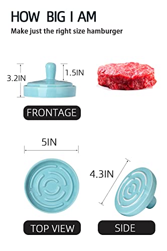 QUXIJA Burger Press 5" Ceramic Hamburger Press Patty Maker, Round Burger Smasher for BBQ, Grill Presses Burger Mold Ring, Griddle Accessories, Turquoise