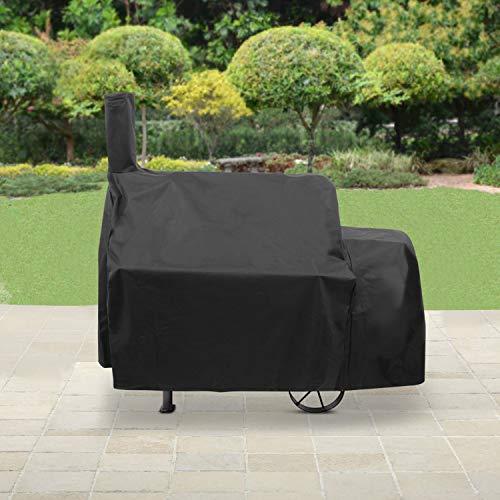 SunPatio Offset Smoker Cover, Outdoor Heavy Duty Waterproof Grill Cover Compatible for CharBroil Oklahma Joe's Highland and Horizon Smokers, Outdoor Charcoal BBQ Smoker Cover, All Weather Protection