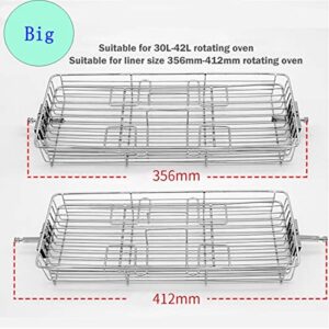 Fenteer Stainless Steel Grilling Basket Portable Air Frying BBQ Grill Rotary Oven Cage Rack Perfect for Fish, Meat, Chicken, Vegetables, Steak and More - Small for 25-30L Oven