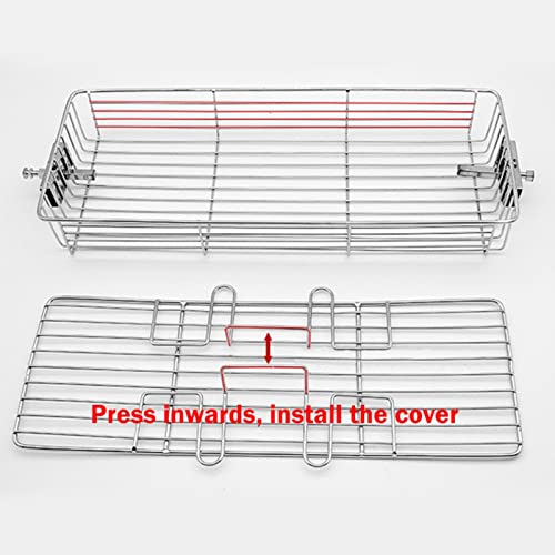 Fenteer Stainless Steel Grilling Basket Portable Air Frying BBQ Grill Rotary Oven Cage Rack Perfect for Fish, Meat, Chicken, Vegetables, Steak and More - Small for 25-30L Oven