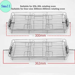 Fenteer Stainless Steel Grilling Basket Portable Air Frying BBQ Grill Rotary Oven Cage Rack Perfect for Fish, Meat, Chicken, Vegetables, Steak and More - Small for 25-30L Oven