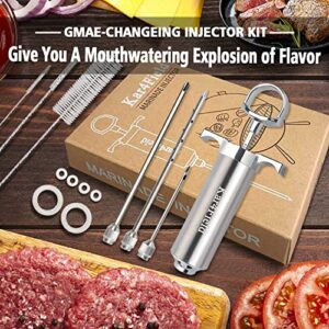 Kar4Field Meat Injector Syringe, 304-Stainless Steel Meat Injectors for Smoking with 3 Meat Needles, Heavy-Duty 2 Oz Flavor Injector Marinades for Meats Turkey BBQ, PVC Storage Tray Included