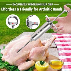 Kar4Field Meat Injector Syringe, 304-Stainless Steel Meat Injectors for Smoking with 3 Meat Needles, Heavy-Duty 2 Oz Flavor Injector Marinades for Meats Turkey BBQ, PVC Storage Tray Included