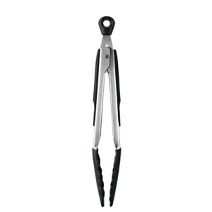 OXO Good Grips 9-Inch Tongs with Silicone Heads & Good Grips Large Silicone Flexible Turner, Stainless Steel