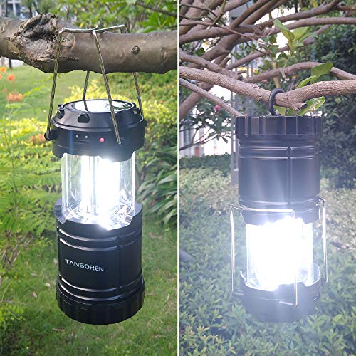 TANSOREN 4 Pack Solar USB Rechargeable 3 AA Power Brightest COB LED Camping Lantern with Magnetic Base, Charging for Android, Waterproof Collapsible Emergency LED Light