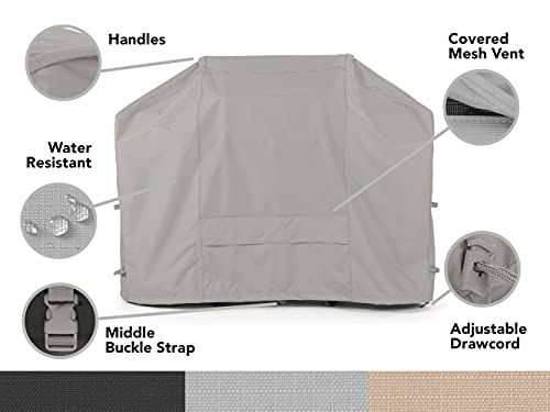 Covermates Grill Cover - Heavy-Duty Polyester, Weather Resistant, Drawcord Hem, Grill and Heating-Ripstop Grey