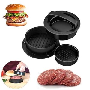 stuffed burger press，3 in 1 hamburger patty maker，non stick burger patties cookery mold to make stuffed burger, sliders burger, beef burger,with 100 wax papers