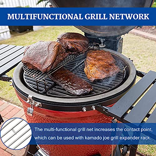 VANKEY 24’’ Half Moon Stainless Steel Cooking Grate for Kamado Joe BJ-HCIGRIDDLE ，XLarge Big Green Egg Grill Grids Grates ，Kamado Joe Big Joe Reversible Griddle Accessories