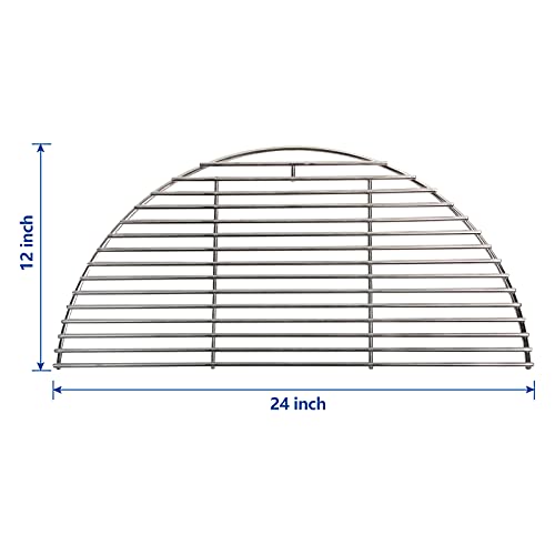 VANKEY 24’’ Half Moon Stainless Steel Cooking Grate for Kamado Joe BJ-HCIGRIDDLE ，XLarge Big Green Egg Grill Grids Grates ，Kamado Joe Big Joe Reversible Griddle Accessories