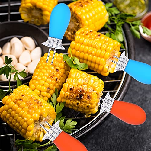 Unves Corn Holders, 8 Pairs Stainless Steel Corn on The Cob with Butter Spreader,Corn Skewers for BBQ Twin Prong Sweetcorn Cooking Fork