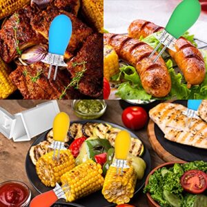 Unves Corn Holders, 8 Pairs Stainless Steel Corn on The Cob with Butter Spreader,Corn Skewers for BBQ Twin Prong Sweetcorn Cooking Fork