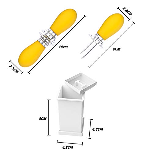 Unves Corn Holders, 8 Pairs Stainless Steel Corn on The Cob with Butter Spreader,Corn Skewers for BBQ Twin Prong Sweetcorn Cooking Fork