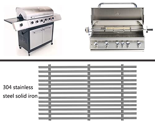 FCCUM Stainless Steel BBQ Grates, 304 Stainless Steel Solid Grates, Suitable Weber Genesis Silver/Gold B & C、 Spirit、and Other Models of Gas Grills, 17.55 inches Long / 9.64 inches Wide, Two-Piece