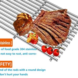 FCCUM Stainless Steel BBQ Grates, 304 Stainless Steel Solid Grates, Suitable Weber Genesis Silver/Gold B & C、 Spirit、and Other Models of Gas Grills, 17.55 inches Long / 9.64 inches Wide, Two-Piece