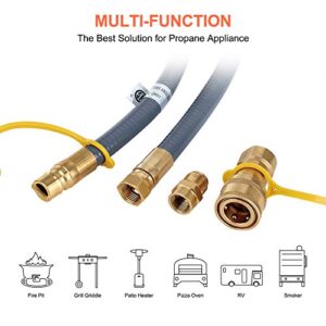 Camplux 12 Ft 1/2 Inch Natural Gas Hose with Quick Connect 3/8 Inch Female Flare to 1/2 Inch Male Flare Adapter for Gas Grill, Fire Pit Patio Heater