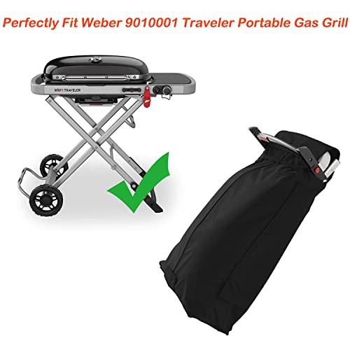 MixRBBQ Grill Cover for Weber Traveler Grill, Heavy Duty 600D Polyester Storage Cover Replacement Parts, Compatible with Weber 7030 Cargo Protector Storage Bag