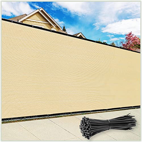 ColourTree 3' x 10' Balcony Railing Shade Fabric Deck Fence Privacy Screen Tarp Plant Greenhouse Netting Mesh Cloth Beige - Commercial Grade 170 GSM Heavy Duty 3 Years Warranty Custom