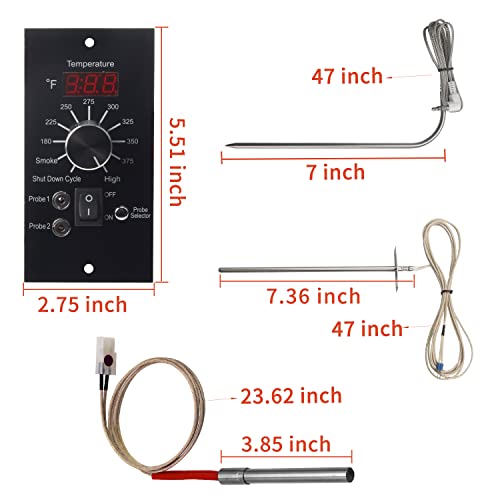 Upgrade Digital Thermostat Kit for Traeger Pro Series 20 22 34, BAC365 Control Board Compatible with Most Traeger Pellet Grills (Except PTG), with RTD Temp Probe,2pcs Meat Probe, Igniter Hot Rod