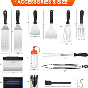 BQYPOWER Griddle Accessories Kit, 30PCS Flat Top Grill Accessories Set for Blackstone and Camp Chef Griddle, Professional Grilling Accessories BBQ Grill Tools Set, Barbecue Utensil Gifts