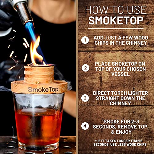 SmokeTop Cocktail Smoker Kit 5 Pack - Old Fashioned Chimney Drink Smoker for Cocktails, Whiskey, & Bourbon - by Middleton Mixology (Cherry)