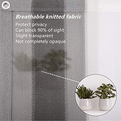 Sekey 2.46'×16.5' Balcony Privacy Screen Balcony Cover HDPE 220 g/m², Slightly Transparent Wind, with Eyelets, Nylon Cable Ties and Cord, Gray Stripes