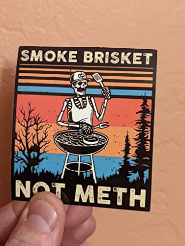 6-Pack Funny Smoke Brisket Not Meth Sticker 2.75" Grilling BBQ Vinyl Waterproof